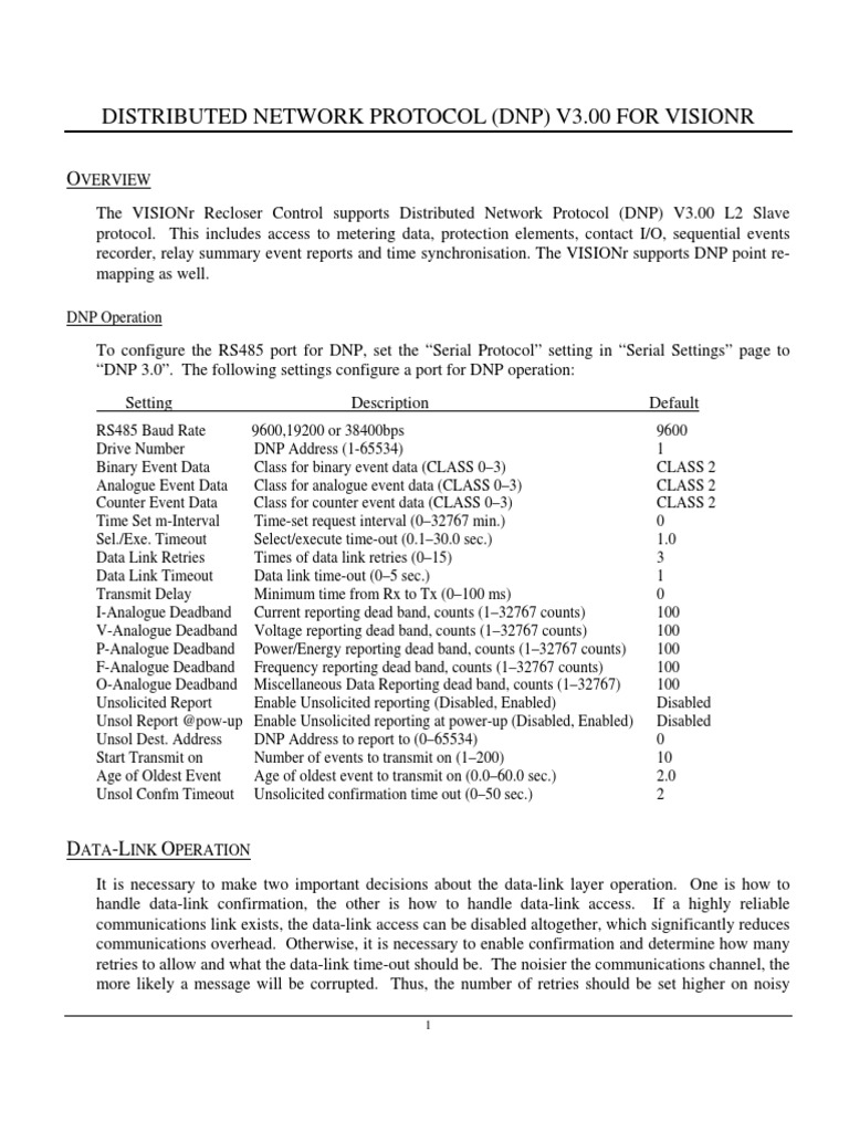 Distributed Network Protocol (DNP) V3.00 For Visionr | PDF | Bit | Ac Power