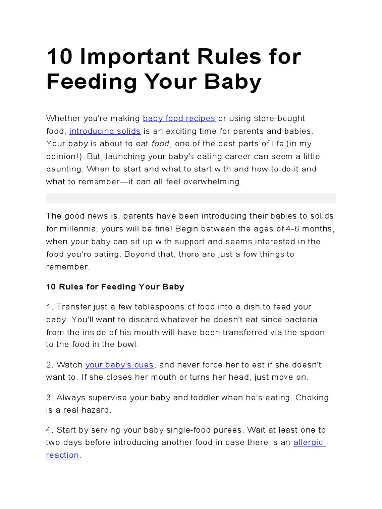 10 Important Rules For Feeding Your Baby: Baby Food Recipes Introducing ...