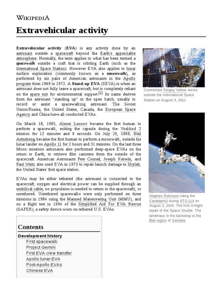 Extravehicular Activity | PDF | Extravehicular Activity | Space Technology