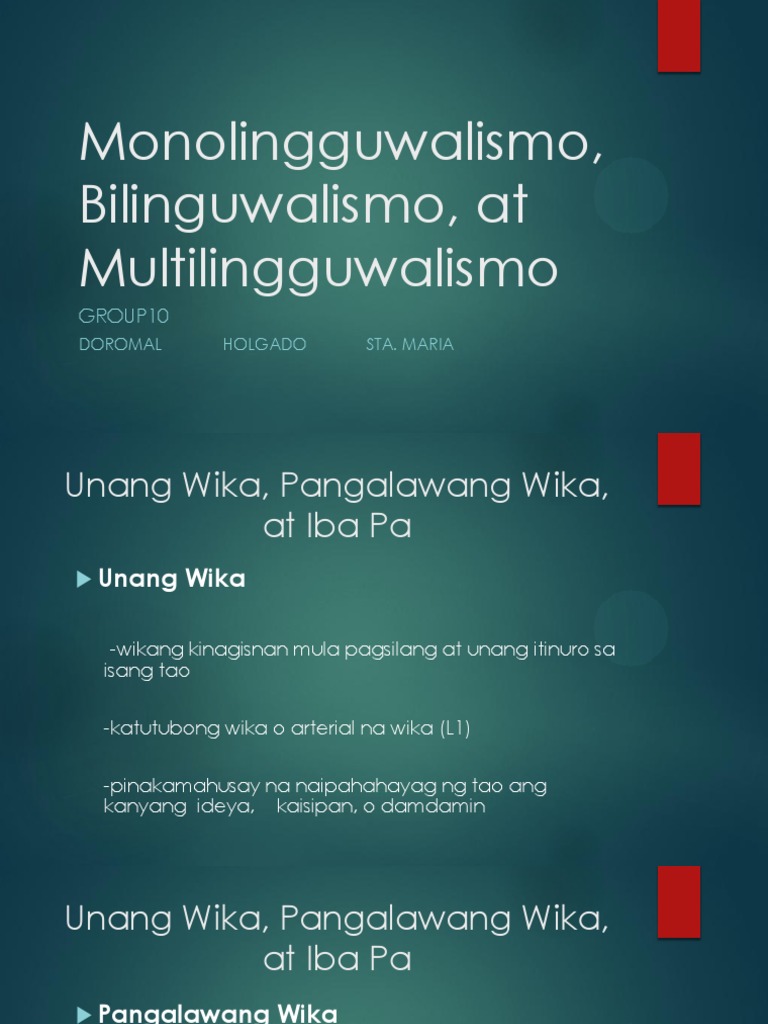 Monolingguwalismo, Billingguwalismo, Multilingguwalismo | PDF