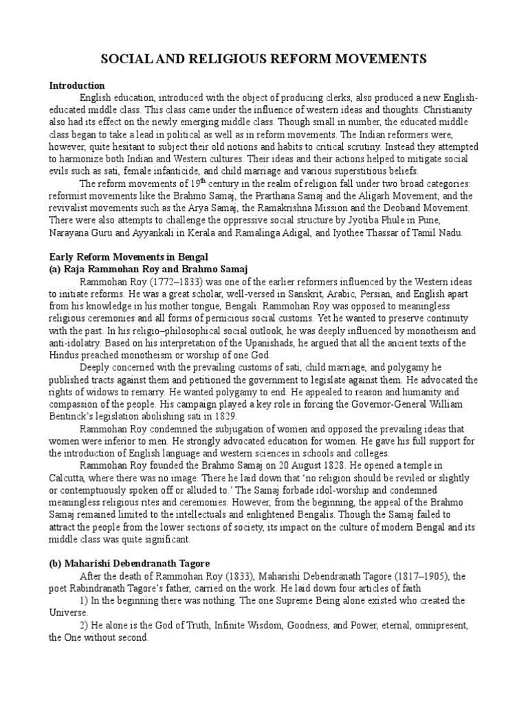 Social and Religious Reform Movements | PDF | Swami Vivekananda ...