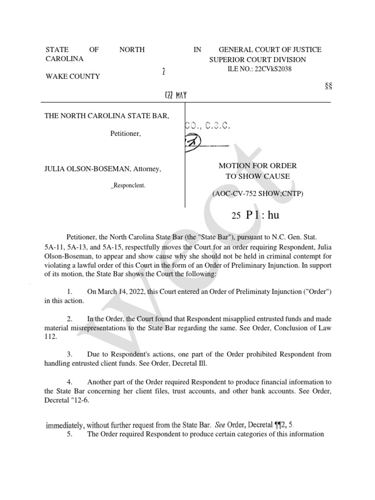 Motion For Order To Show Cause | PDF