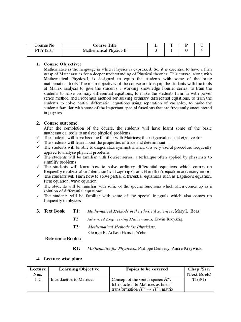 Course Objective:: Course No Course Title L T P U | PDF | Matrix ...