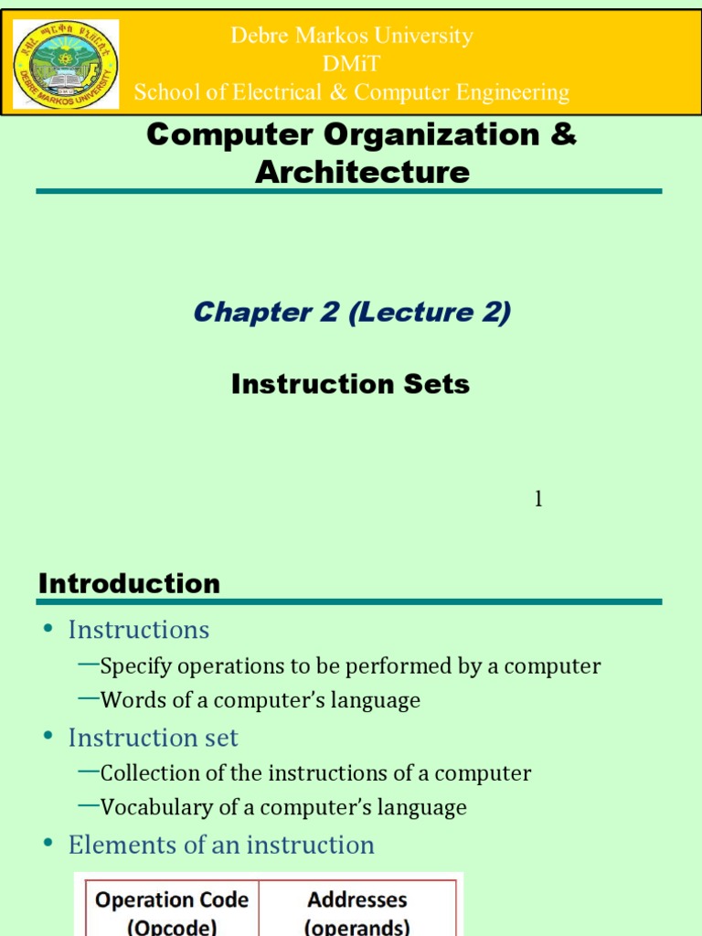 Computer Organization & Architecture: Chapter 2 (Lecture 2) | PDF | Subroutine | Assembly Language
