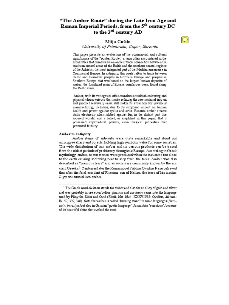 The Amber Route During The Late Iron Age | PDF | Celts | Amber