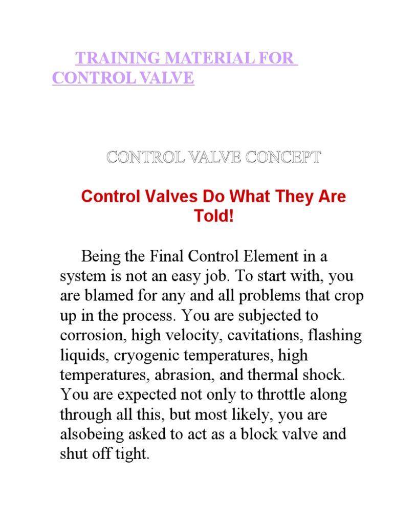 Control Valve Training Material | PDF | Valve | Actuator