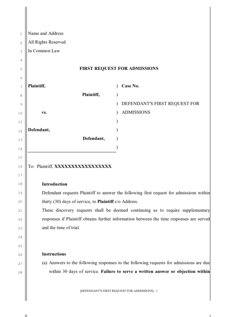1st Request For Admissions | PDF | Law