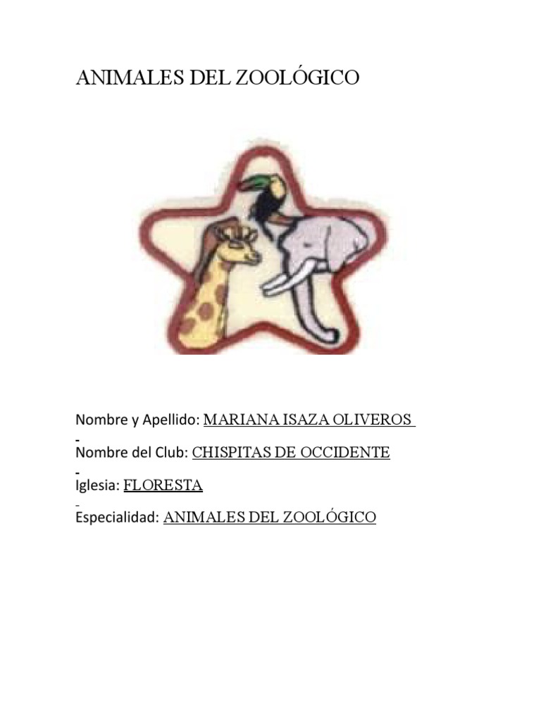 Club Infantil: Animales del Zoológico | PDF