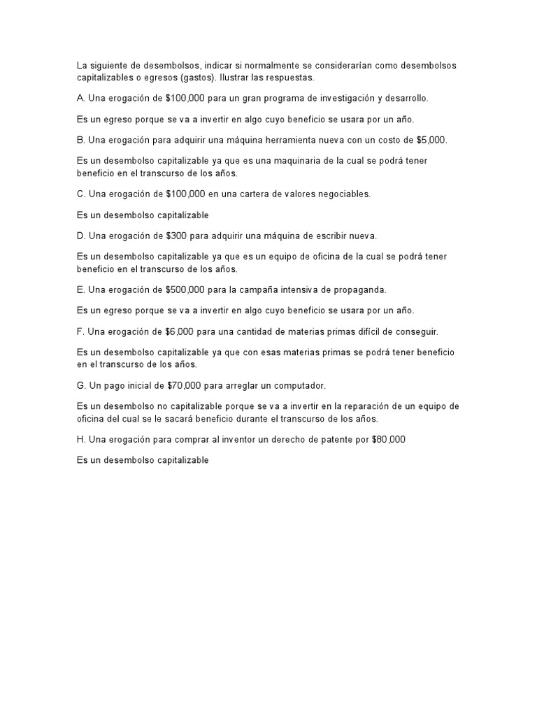 Clasificación de Desembolsos y Erogaciones | PDF | Negocios | Finanzas ...