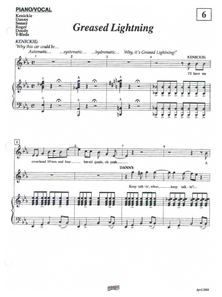 Greased Lightning - 2007 Broadway | PDF