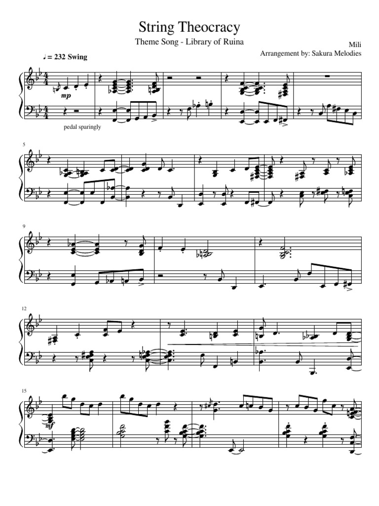 String Theocracy Piano Sheet Music | PDF
