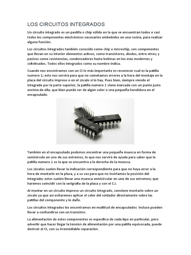 Los Circuitos Integrados | PDF | Circuito integrado | Ingenieria Eléctrica