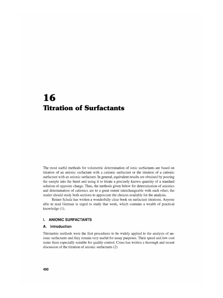 Titrations of Surfactants Anionics | PDF | Chemistry | Titration