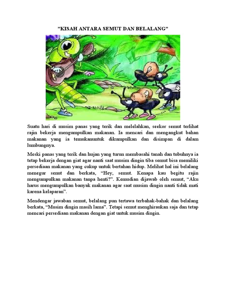 Kisah Antara Semut Dan Belalang | PDF Kisah Antara Semut Dan Belalang | PDF