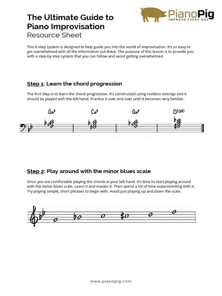 The Ultimate Guide To Piano Improvisation: Resource Sheet | PDF | Chord ...