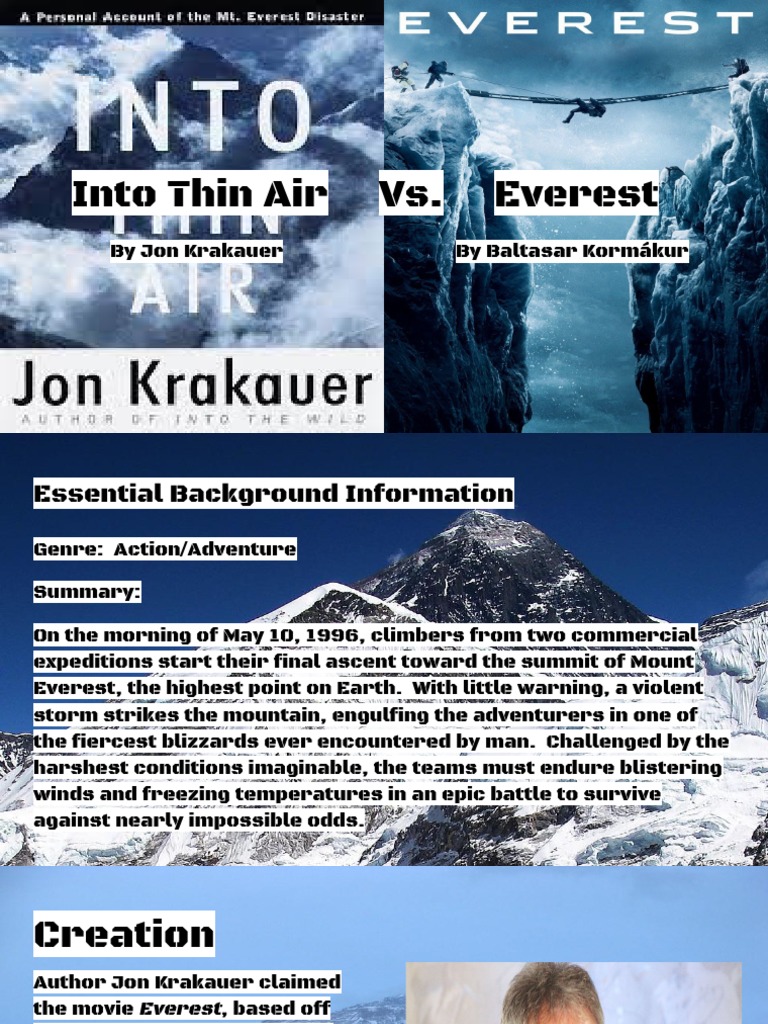 Into Thin Air vs. Everest: by Jon Krakauer by Baltasar Kormákur ...