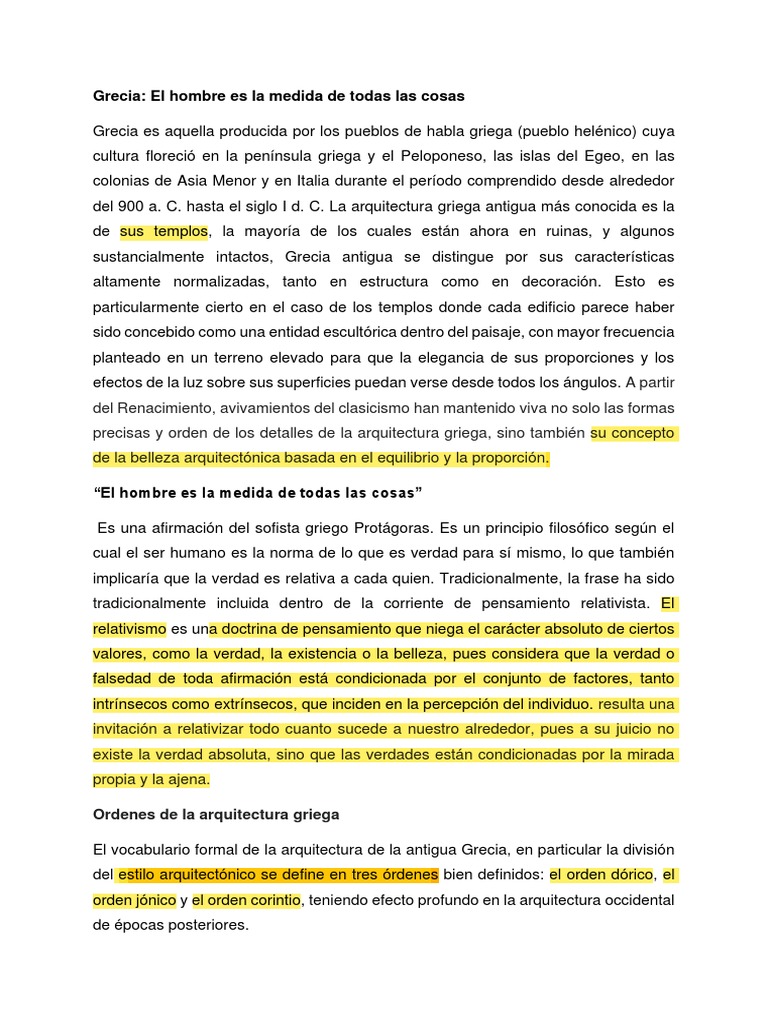 Cuatilla, Grecia, El Hombre Es La Medida de Todas Las Cosas LEIDO | PDF ...