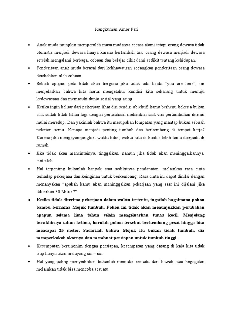 Rangkuman Amor Fati | PDF