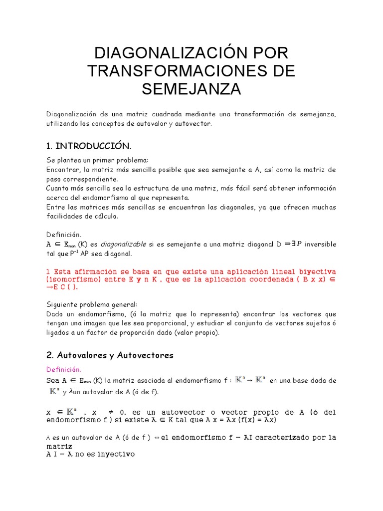 Diagonalización de Matrices Cuadradas | PDF | Valores propios y ...