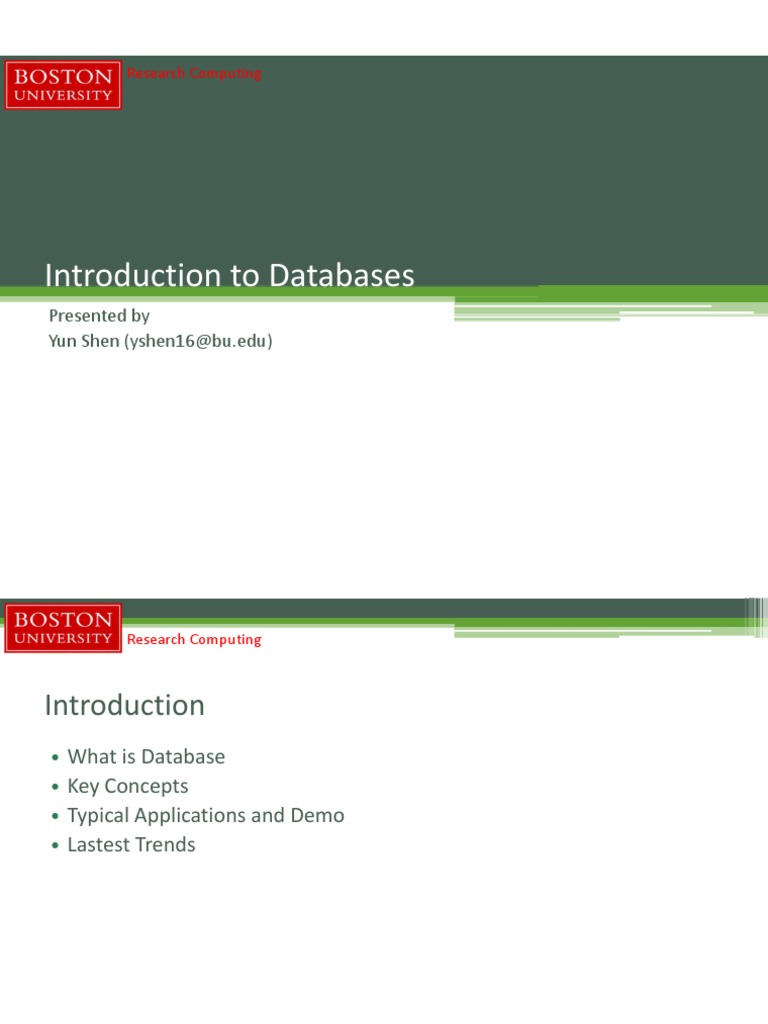 Introduction To Database | Download Free PDF | Databases | Relational Database