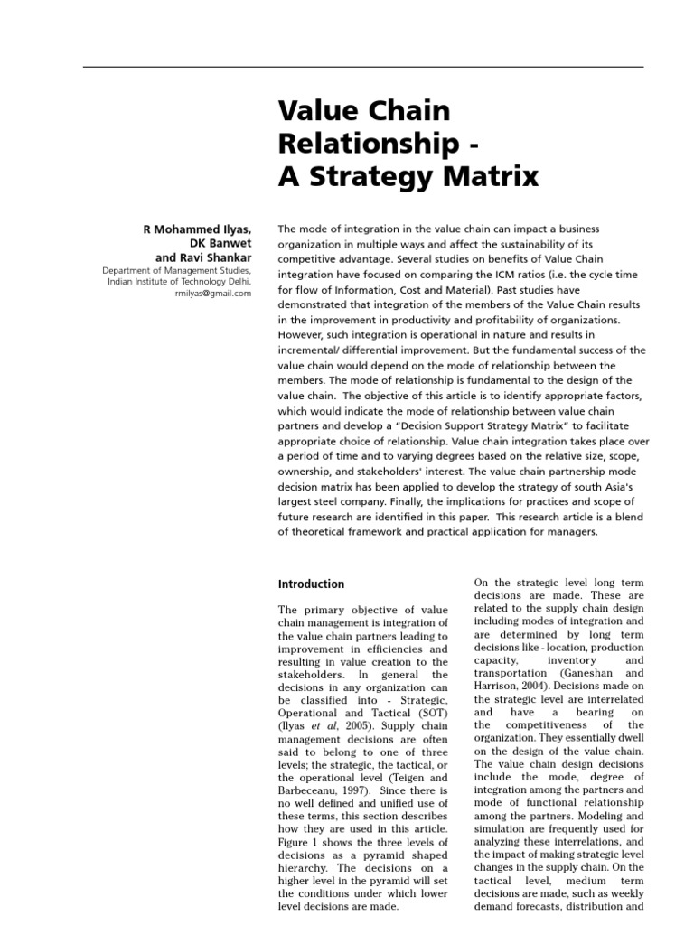 Supply Chain Matrix | PDF