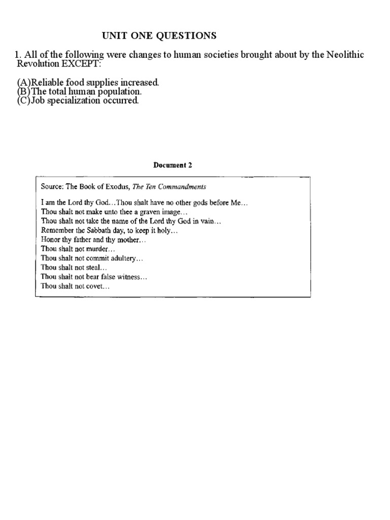 Unit One Questions | PDF