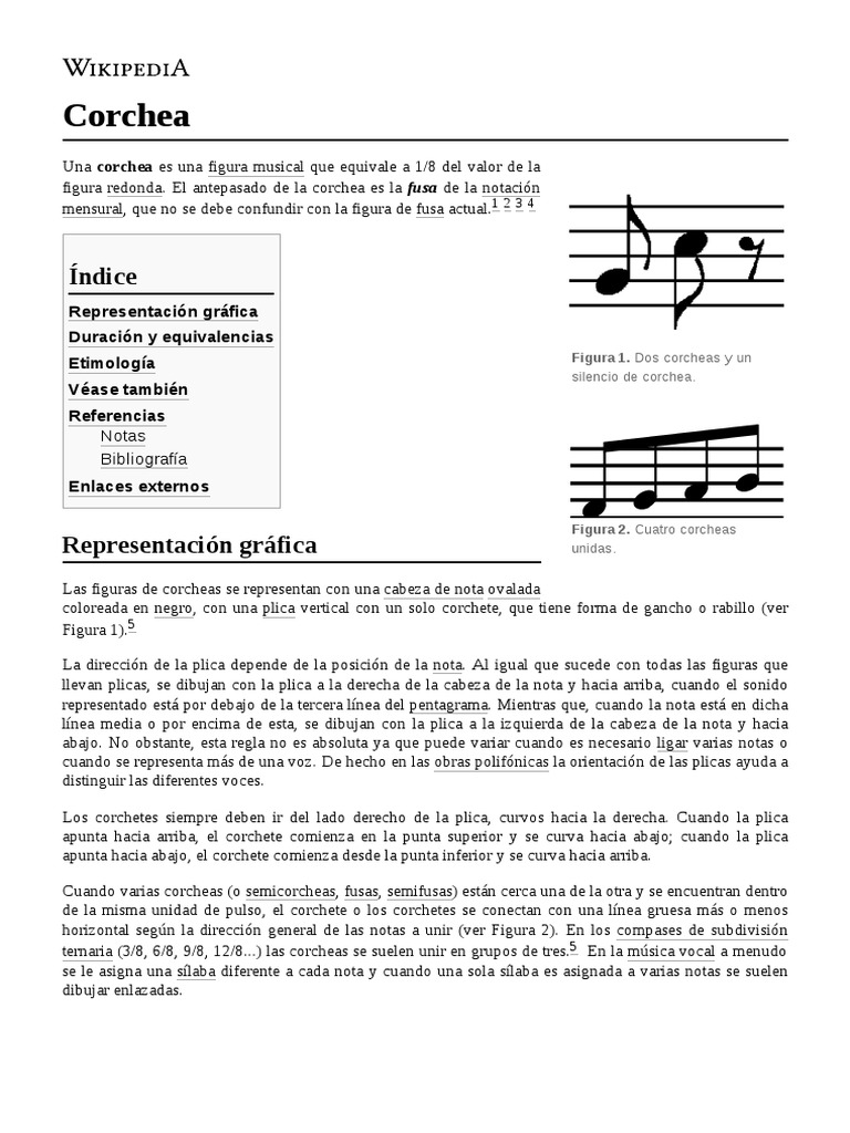 Corchea | PDF | Notación musical | Composiciones Musicales