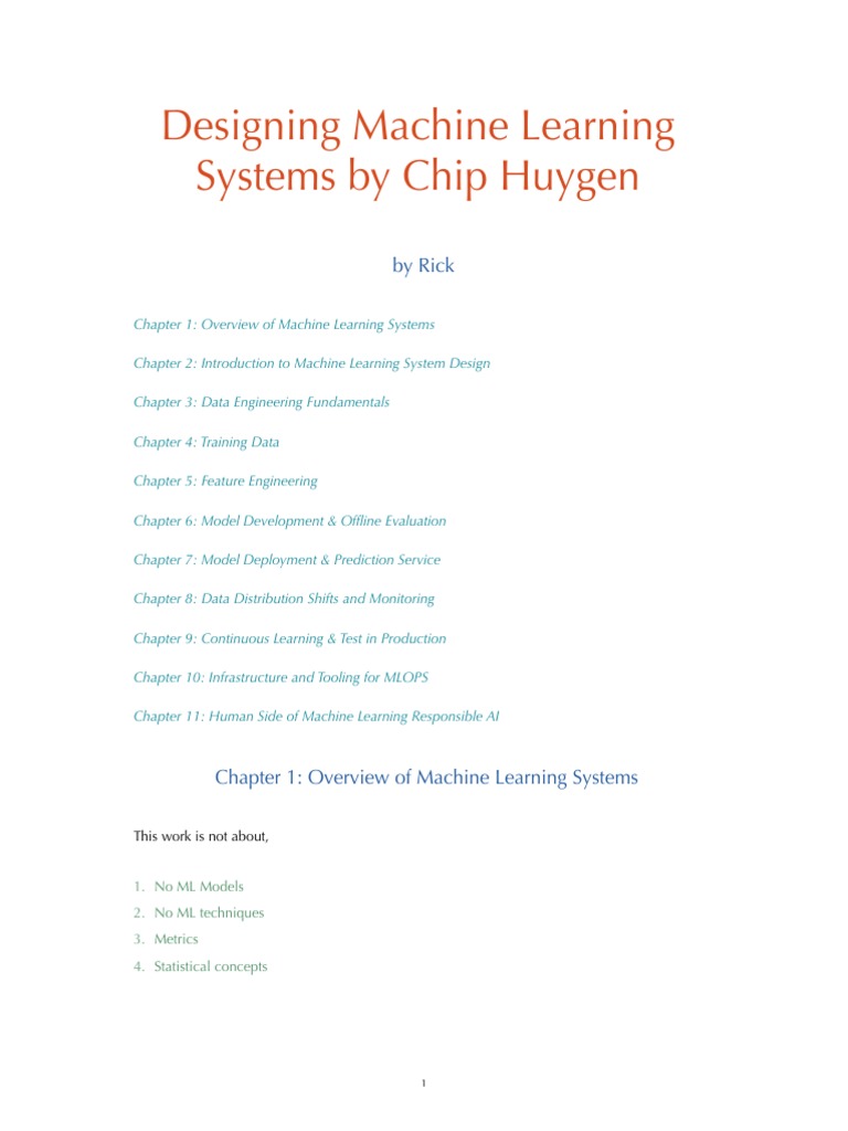 Designing Machine Learning Systems by Chip Huygen by Rick | PDF ...