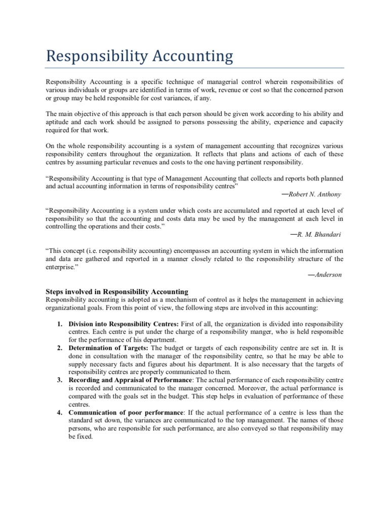 Understanding Responsibility Accounting | PDF