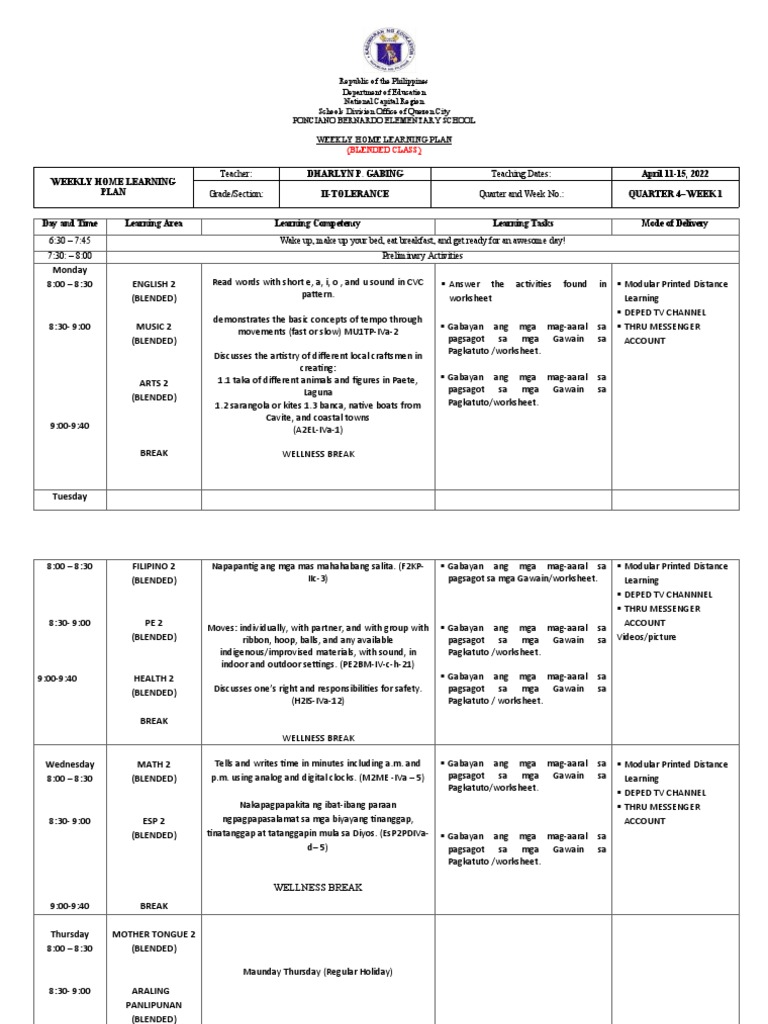 Grade 2 - WHLP Quarter 4 Week 1 | PDF