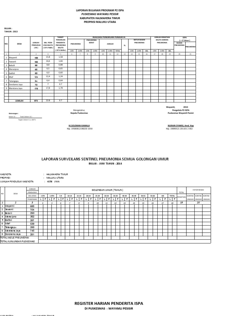 LAPORAN BULANAN PROGRAM P2 ISPA PUSKESMAS WAYAMLI PESISIR | PDF
