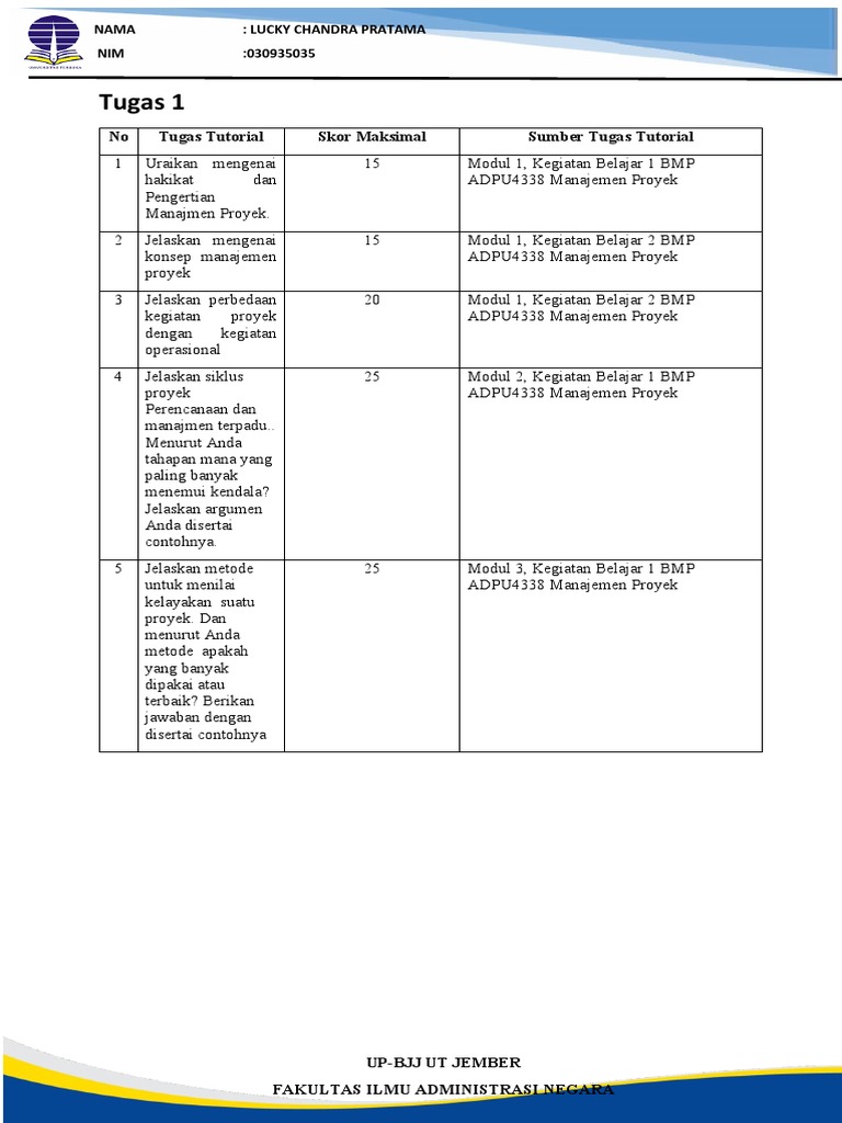 Adpu 4338 Manajemen Proyek | PDF