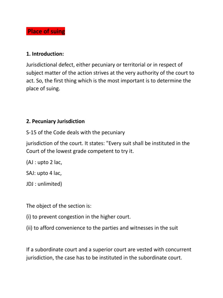 Place of Suing | PDF | Lawsuit | Jurisdiction