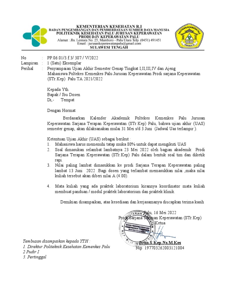 Jadwal Uas Genap - Str.kep.2021-2022 | PDF