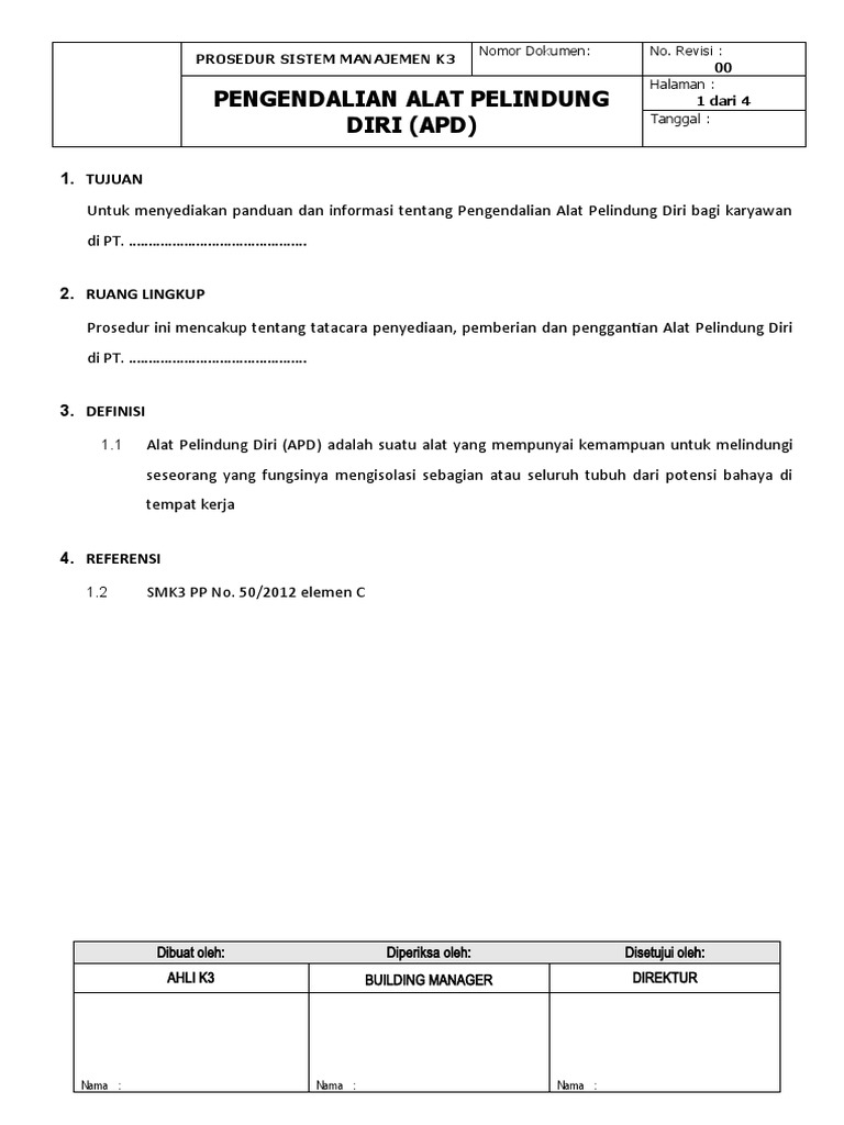 SOP 13 SOP Pengendalian APD | PDF