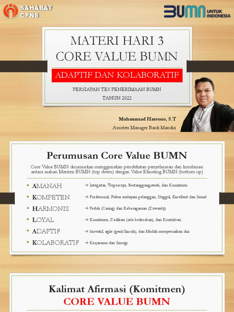 Core Value BUMN: Adaptif dan Kolaboratif | PDF