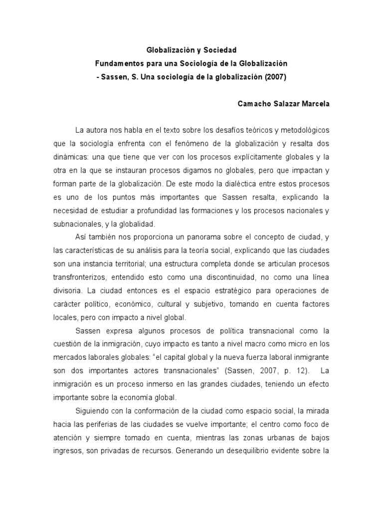 Camacho-Control de Lectura 20-Sassen | PDF