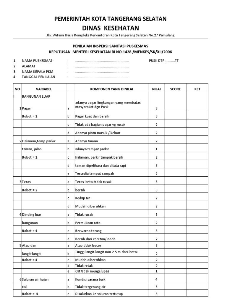 Form Isian PPBT Puskesmas | PDF