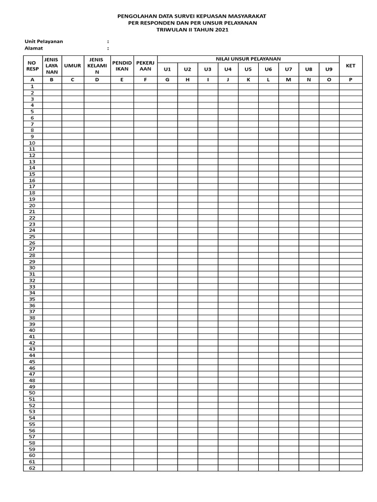 Form Pengolahan Data SKM (New) .XLSX - From Pengolahan | PDF
