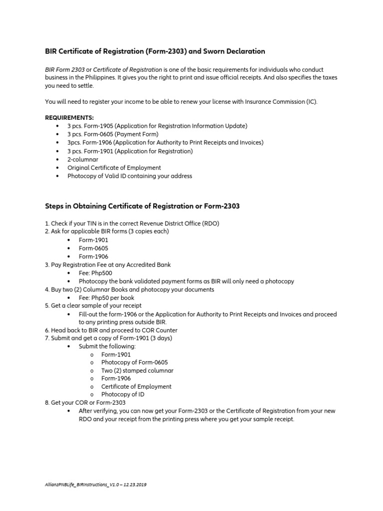 Bir Instructions | PDF | Receipt | Invoice