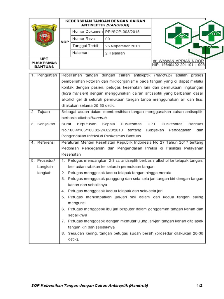 PPI 03 SOP Hand Hygiene (Handrub) | PDF