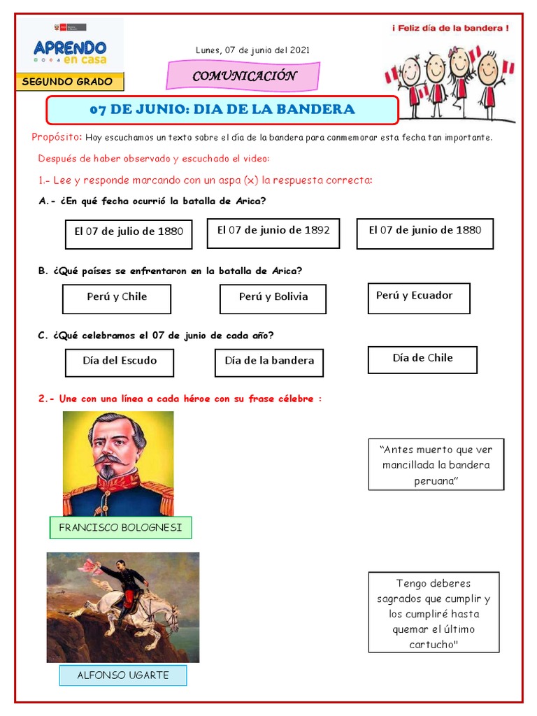 Día de la Bandera: Actividades Escolares | PDF | Perú