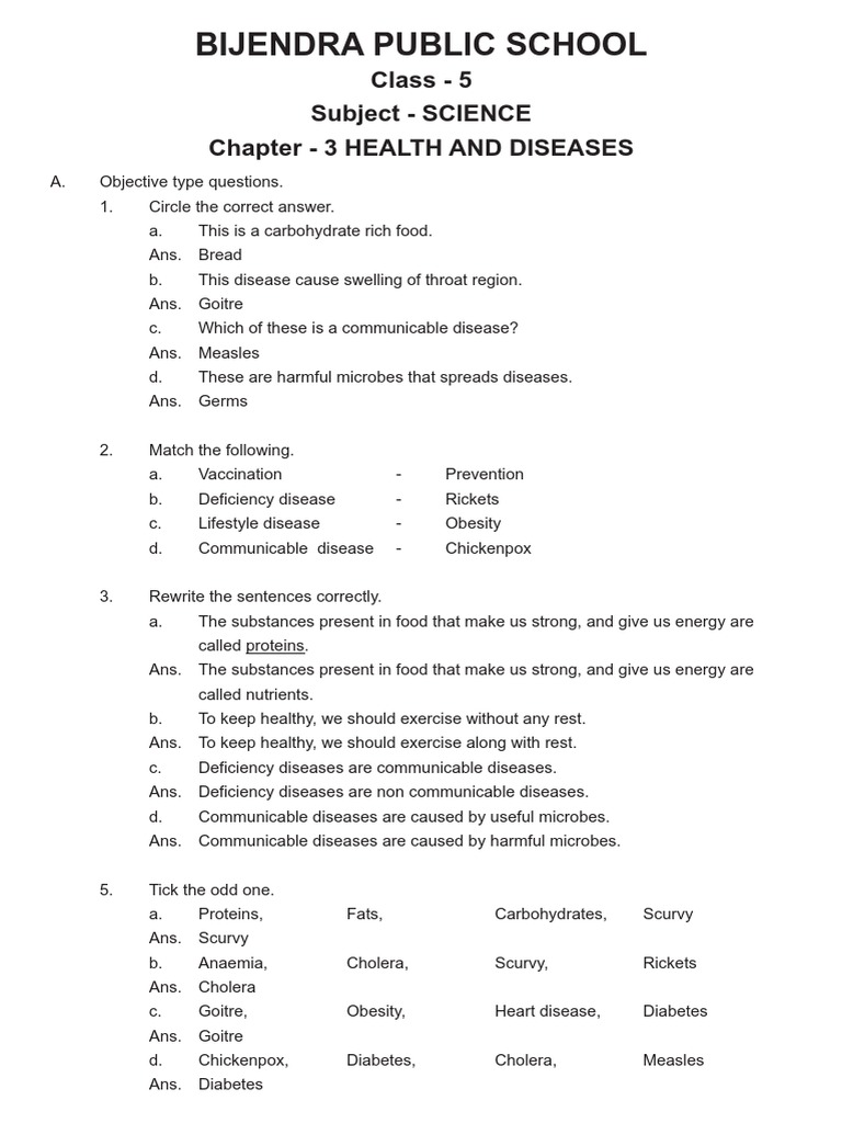 Class 5 Subject Science Chapter 3 Health and Diseases | PDF | Vitamin ...