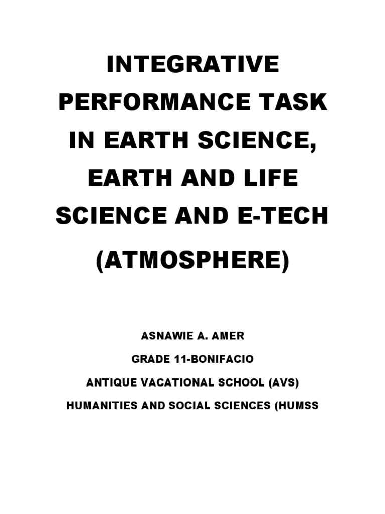 Integrative Performance Task in Earth Science | PDF