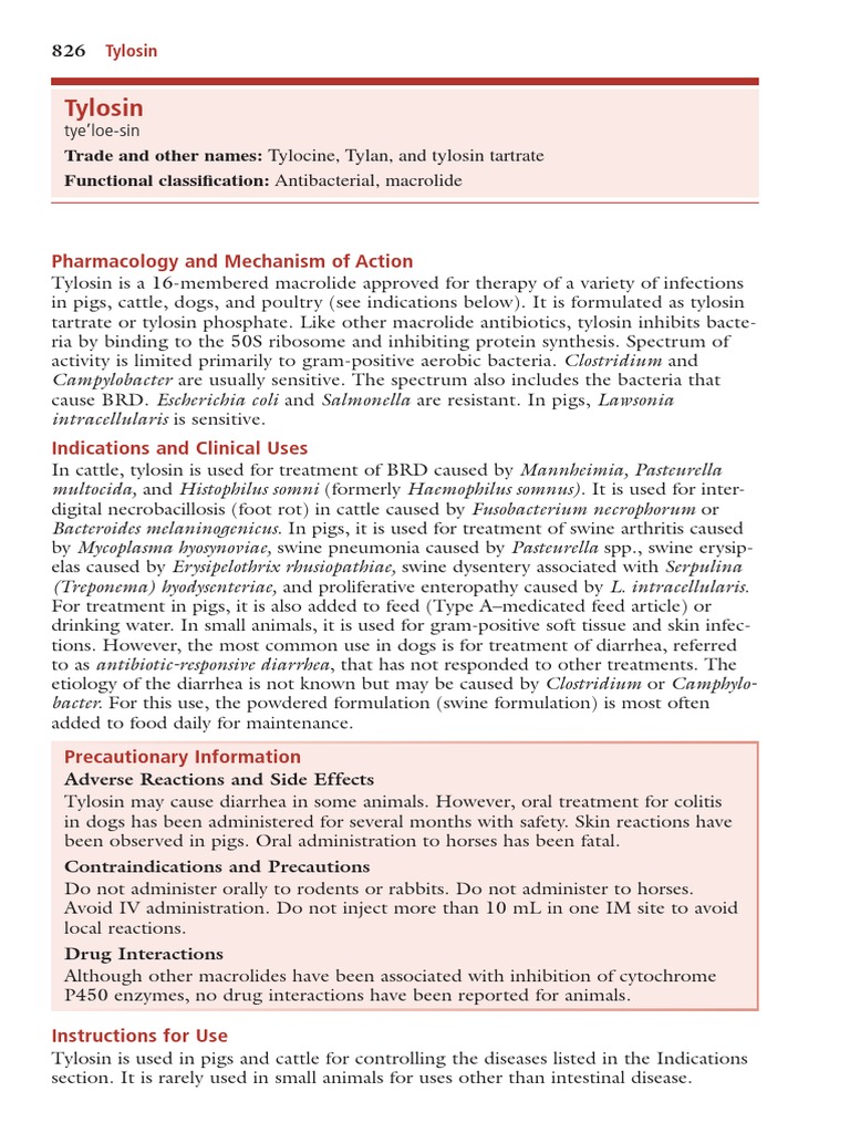Tylosin Antibiotic Uses & Dosage Guide | PDF | Pharmaceutical ...