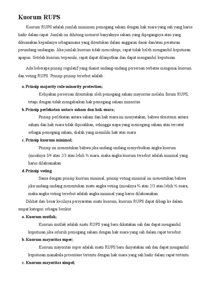 Kuorum RUPS | PDF