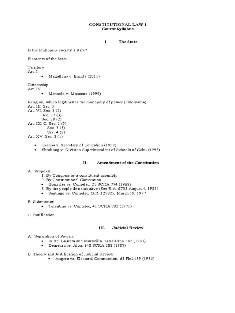 Updated Consti 1 Outline - 2 | PDF | Commission On Elections ...