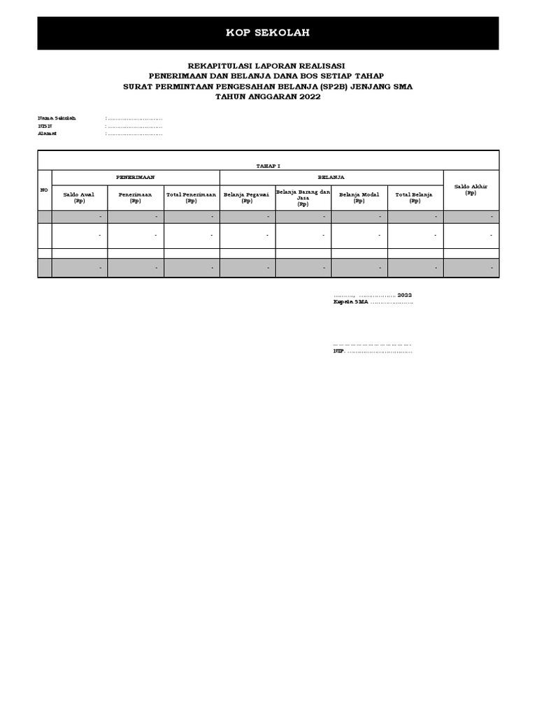 FORM SP2B Dan SP3B BOS 2022 | PDF