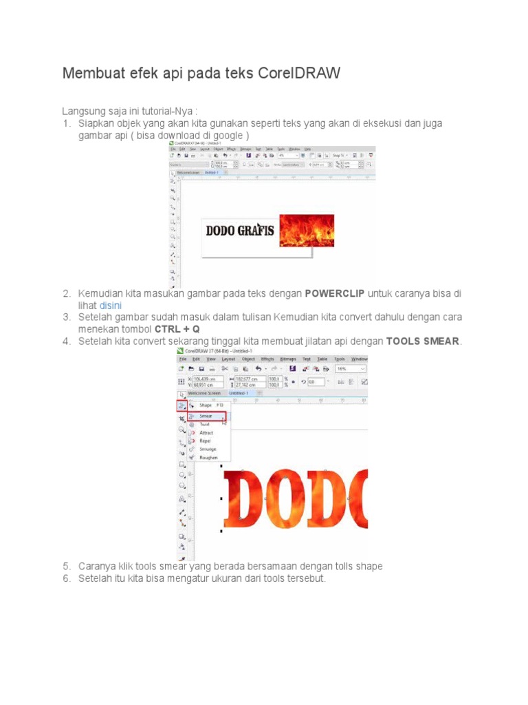 Membuat Efek Api Pada Teks CorelDRAW | PDF