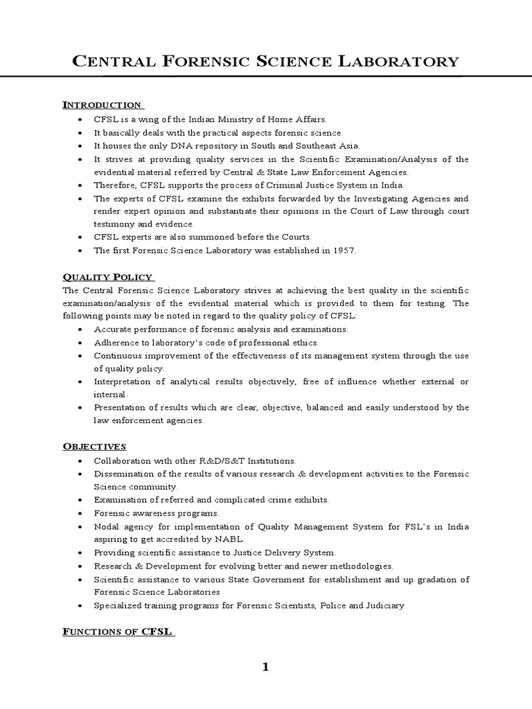 Central Forensic Science Laboratory | Download Free PDF | Forensic Science | Science